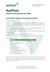 AusPozzTM Metakaolin - Zeotech Limited